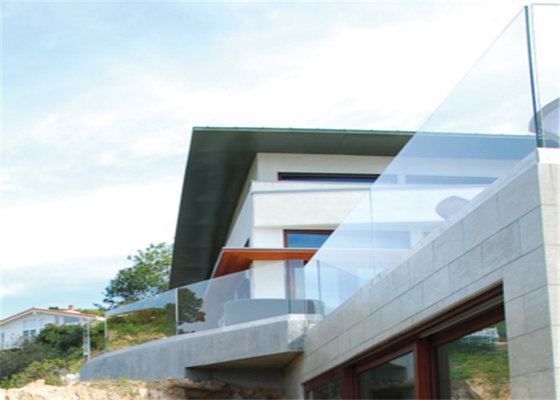 Tempered Frameless Glass Railing Customized Height , 1200mm Maximum Centres