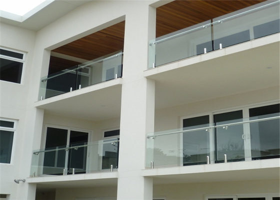 CE Approved Tempered Frameless Glass Railing With Customized Stainless Steel Spigots
