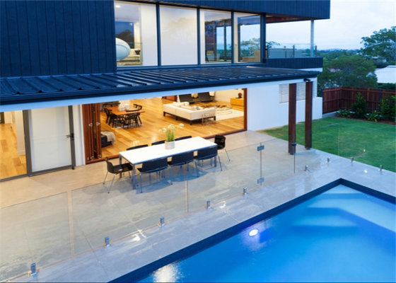 CE Approved Tempered Frameless Glass Railing With Customized Stainless Steel Spigots
