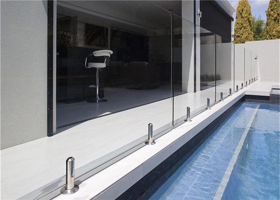 Residential Frameless Glass Railing , customized tempered Glass Balcony Balustrade Systems