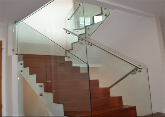 Facial Mounted Frameless Glass Balcony Systems , Stainless Steel Balustrade With Glass Panels