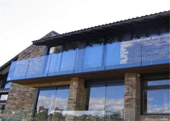 Facial Mounted Frameless Glass Balcony Systems , Stainless Steel Balustrade With Glass Panels