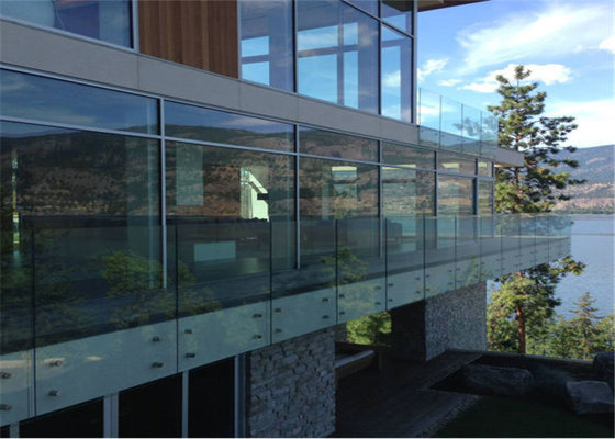 Indoor Side Mount Frameless Glass Railing Glass Stair Balustrade Systems Customized Size
