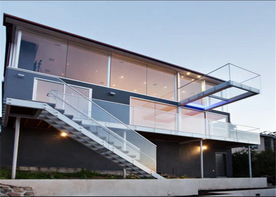 Side Mounted Glass Balustrade , Standoff Glass Railing System For Outdoor