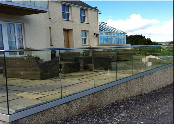 Aluminum External Frameless Glass Balustrade Channel Modern Handrail Design