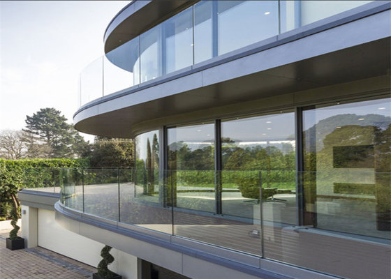 Aluminum External Frameless Glass Balustrade Channel Modern Handrail Design