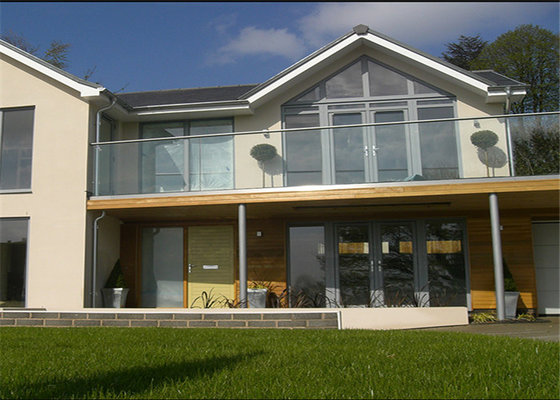 Commercial Customized Frameless Glass Railing System With Powder Coated Aluminum U Channel