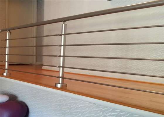 Top Mount Stainless And Glass Balustrade , Staircase Steel Railing Designs With Glass