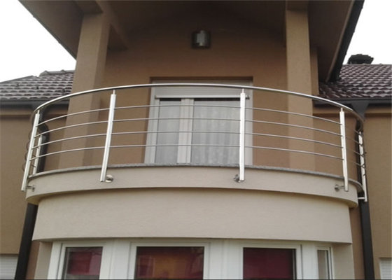 Top Mount Stainless And Glass Balustrade , Staircase Steel Railing Designs With Glass