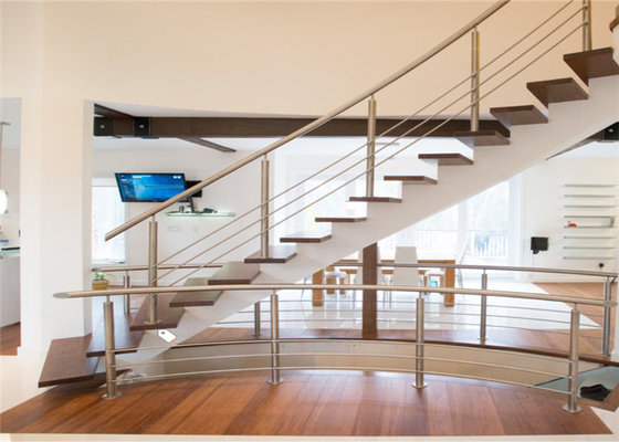 Top Mount Stainless And Glass Balustrade , Staircase Steel Railing Designs With Glass