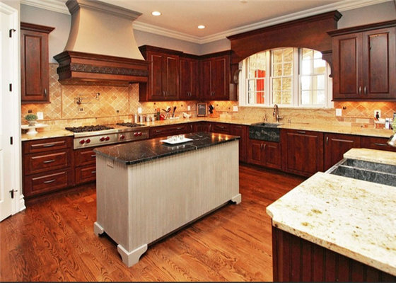Beautiful Solid Wood Kitchen Cabinets Customized Classic Design From Foshan