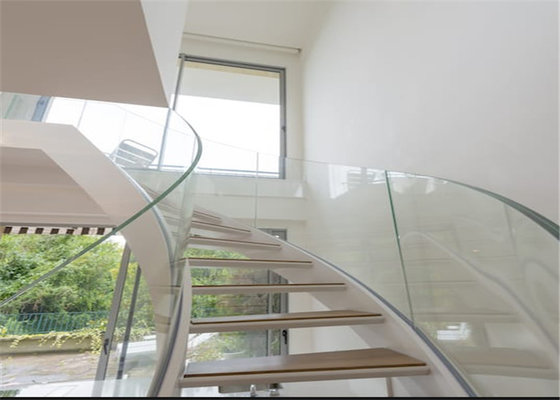 Stainless Steel Metal Spiral Staircase , Curved Basement Stairs Customized Size