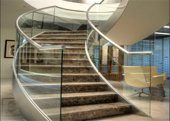 Stainless Steel Metal Spiral Staircase , Curved Basement Stairs Customized Size