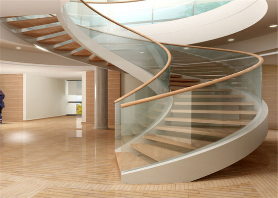 Stainless Steel Metal Spiral Staircase , Curved Basement Stairs Customized Size