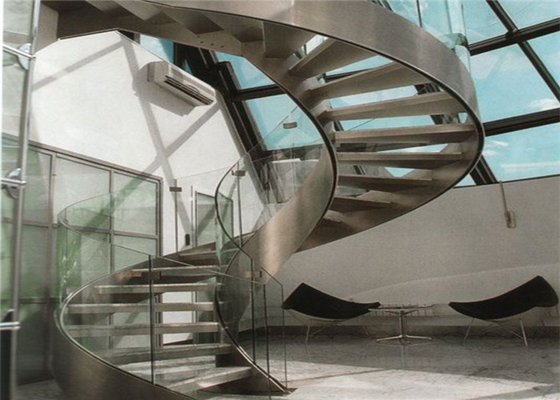 Interior Building Curved Stairs Screws Installation Contemporary Staircase Design