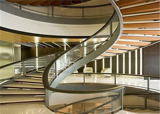 Interior Building Curved Stairs Screws Installation Contemporary Staircase Design