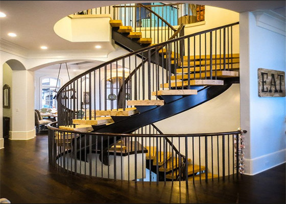 Interior Building Curved Stairs Screws Installation Contemporary Staircase Design