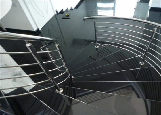 Round Glass Modern Curved Staircase With Double U Channel Stringer