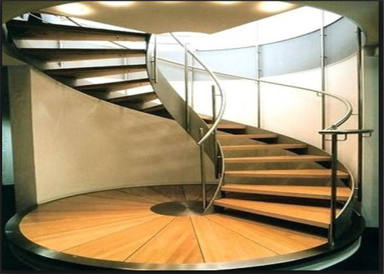 Commercial Stainless Steel Staircase With Tempered Glass Railing PRC-20