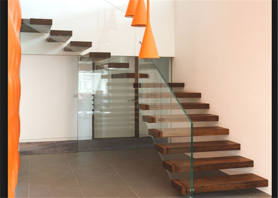 Prima Prefabricated Open Tread Stairs With Glass , Unique Floating Appearance
