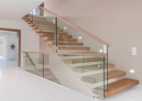Prima Prefabricated Open Tread Stairs With Glass , Unique Floating Appearance
