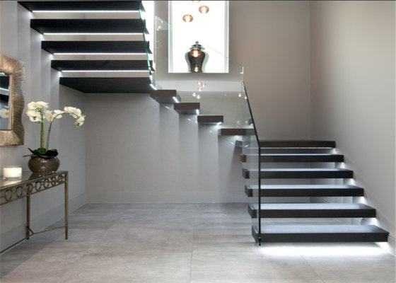Prima Prefabricated Open Tread Stairs With Glass , Unique Floating Appearance