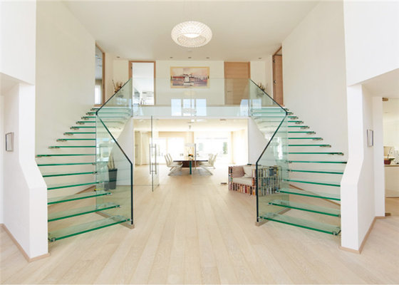 Simple Design Floating Steps Staircase With 50mm Solid Wooden Tread / 84mm Wooden Box Tread