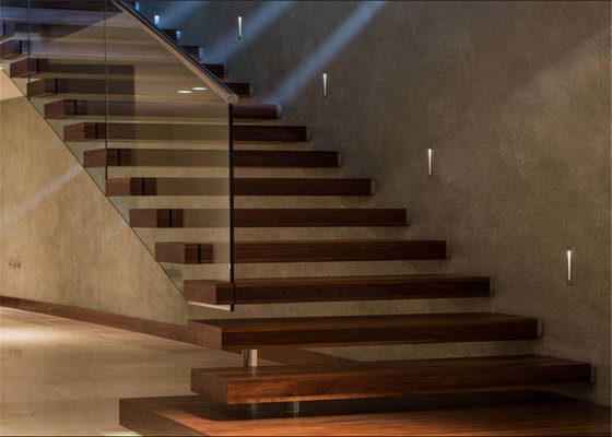 Contemporary Metal Floating Stairs , Wooden Staircase Designs For Homes