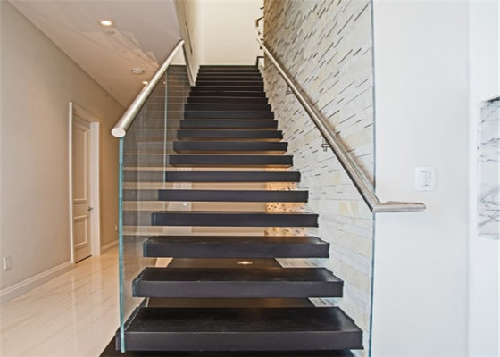 Contemporary Metal Floating Stairs , Wooden Staircase Designs For Homes