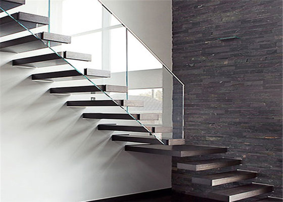 CE Certificated Floating Wood Stairs , Open Tread Oak Staircase No Smell