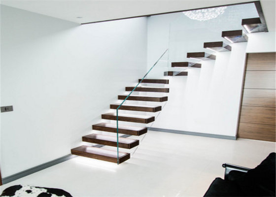 CE Certificated Floating Wood Stairs , Open Tread Oak Staircase No Smell