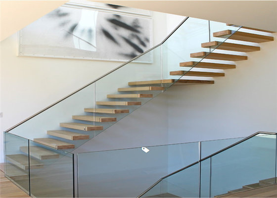 Wooden Steps Floating Steps Staircase Residential Indoor Stairs With Removable Stair Railing