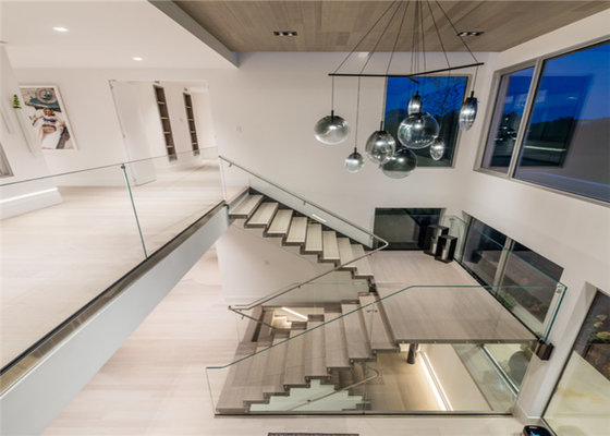 Wooden Steps Floating Steps Staircase Residential Indoor Stairs With Removable Stair Railing