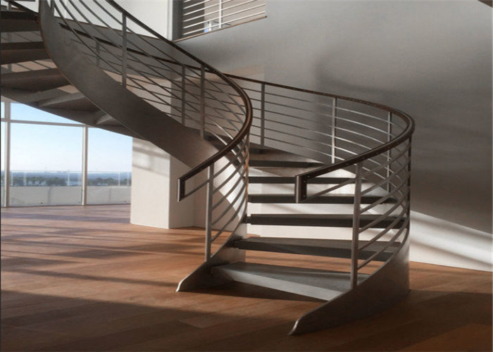 Interior Building Curved Stairs Screws Installation Contemporary Staircase Design