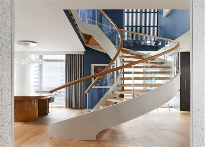 U Channel Curved Deck Stairs Designs Glass Railings System Screw Bolted Installation