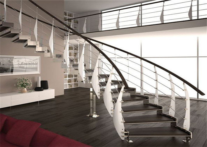 Interior Building Curved Stairs Screws Installation Contemporary Staircase Design