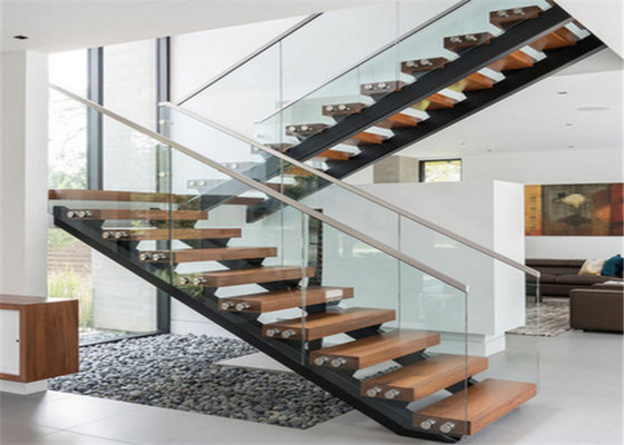 Prefabricated Straight Flight Staircase Luxury Modern Style ANSIZ97.1 Approved