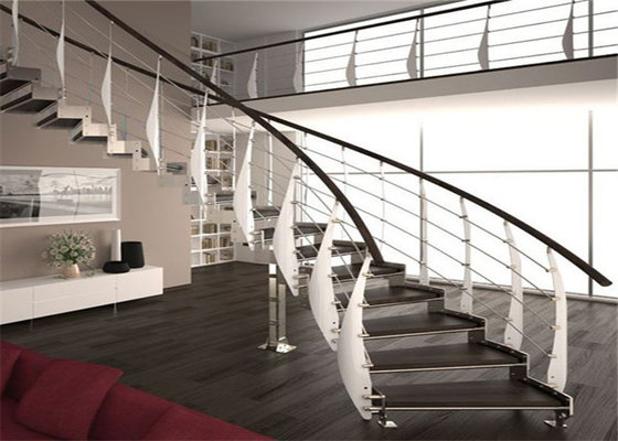Interior Building Curved Stairs Screws Installation Contemporary Staircase Design