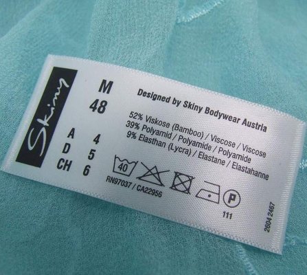 Etiquetas de cuidado da roupa/etiquetas impressas para vestuários Sewable sem colagem adesiva