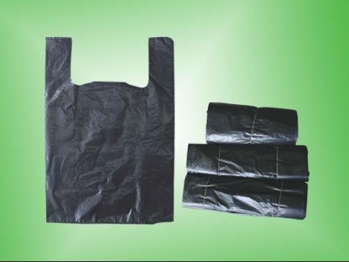 Sacos impressos polis plásticos da compra no branco preto para o supermercado