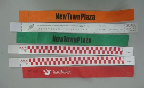 Suor-prova personalizada impressa dos punhos de TYVEK para a entrada da plaza