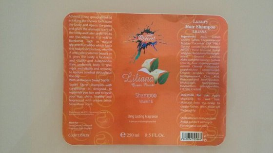 O cosmético quente de prata do selo etiqueta a vitamina E do champô da flor da rainha de Liliana