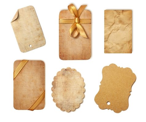O papel imprimiu etiquetas do cair com corda/corda para o presente do Natal