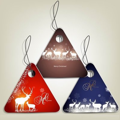 O papel imprimiu etiquetas do cair com corda/corda para o presente do Natal
