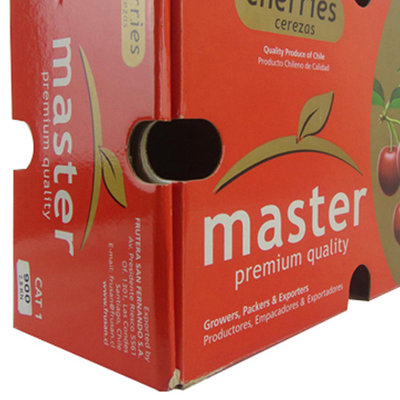 Caixa de cartão ondulado do vermelho de cerejas impressa para o empacotamento dos frutos