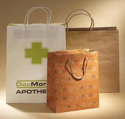 Sacos de papel imprimindo coloridos de Brown Kraft com punhos Eco amigável