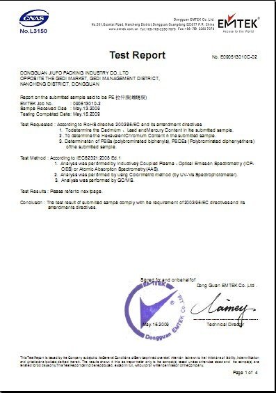 China 5T PACKING PRODUCTS CO.,LTD Certificações
