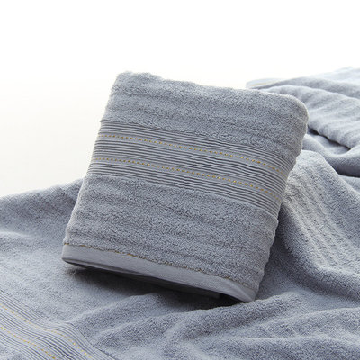 Pure Color Full Cotton Bath Towels Dobby Border For Company Advertising