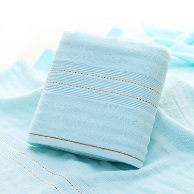 Pure Color Full Cotton Bath Towels Dobby Border For Company Advertising