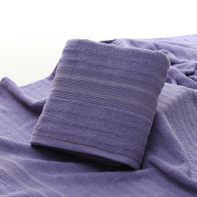 Pure Color Full Cotton Bath Towels Dobby Border For Company Advertising